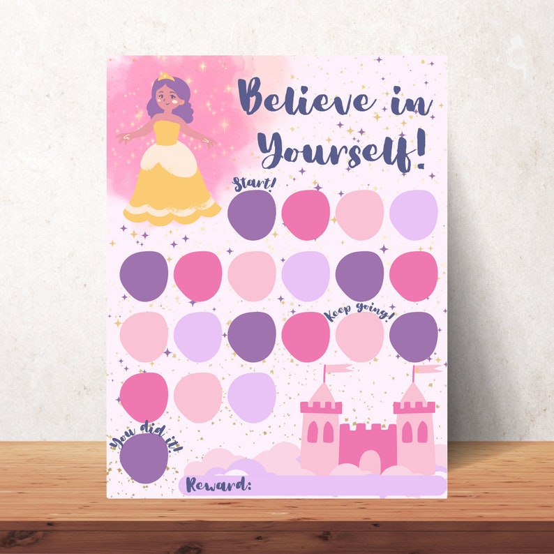 Princess Reward Chart Behavior Kid Reading Printable Chore Chart ...