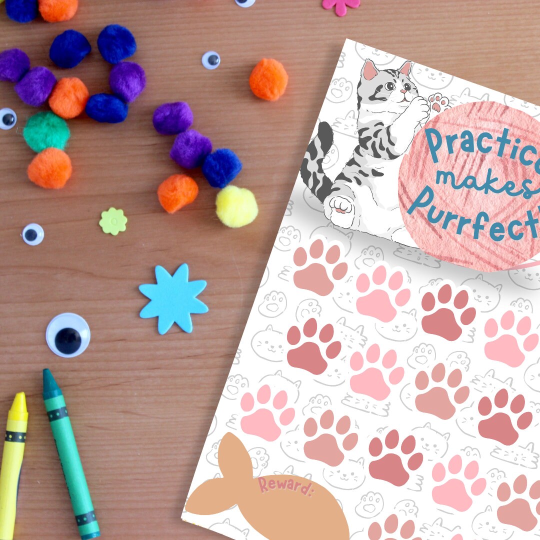 Cat Printable Reward Chart Behavior Kid Reading Chart Chore Cat Toddler ...
