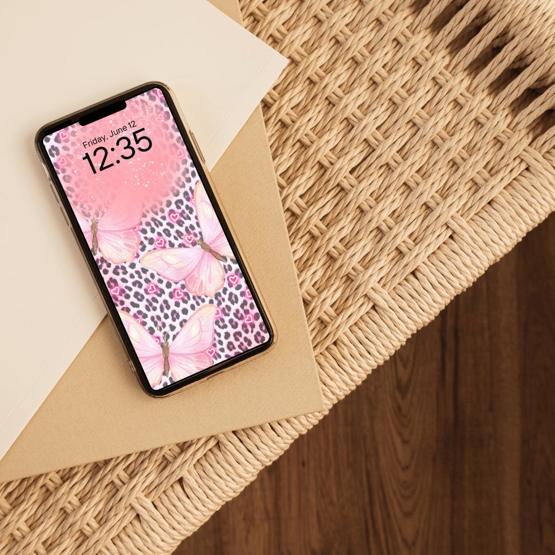 Leopard iPhone Wallpaper Cheetah Butterfly iPhone Background Pink ...