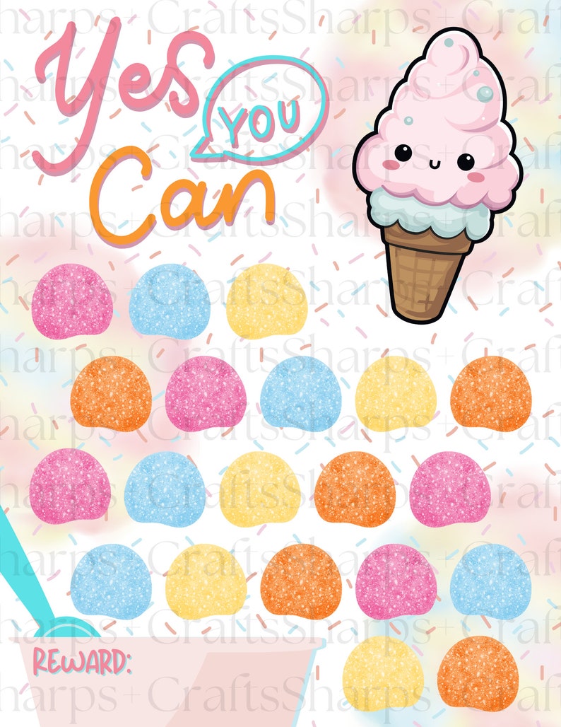 Ice Cream Reward Chart Printable Ice Cream Behavior Chart Pink Daily ...