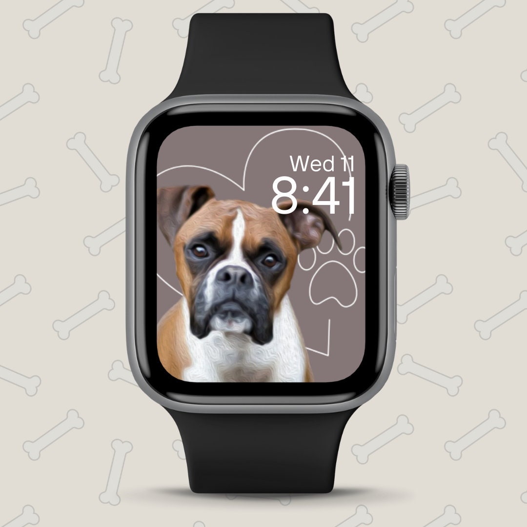Boxer Apple Watch Background Dog Apple Watch Wallpaper Boxer Paw Print ...