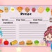 Kawaii Recipe Cards Front Back Template Customizable Recipe Cards Cute ...
