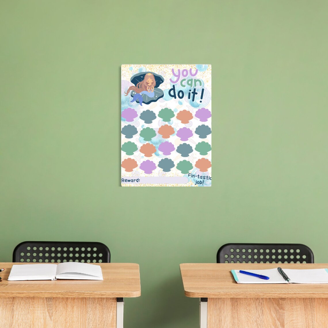 Mermaid Reward Chart Behavior Kid Reading Printable Chore Poster ...