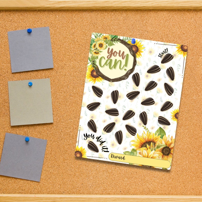 Sunflower Printable Reward Chart for Behavior Kid Reading Chore Chart ...