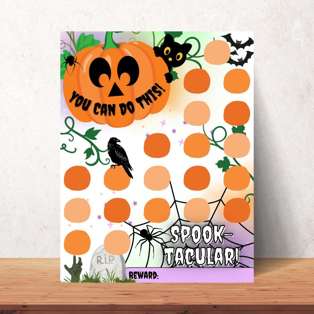 Halloween Reward Chart Behavior Chart Kid Reading Chore Chart Halloween ...