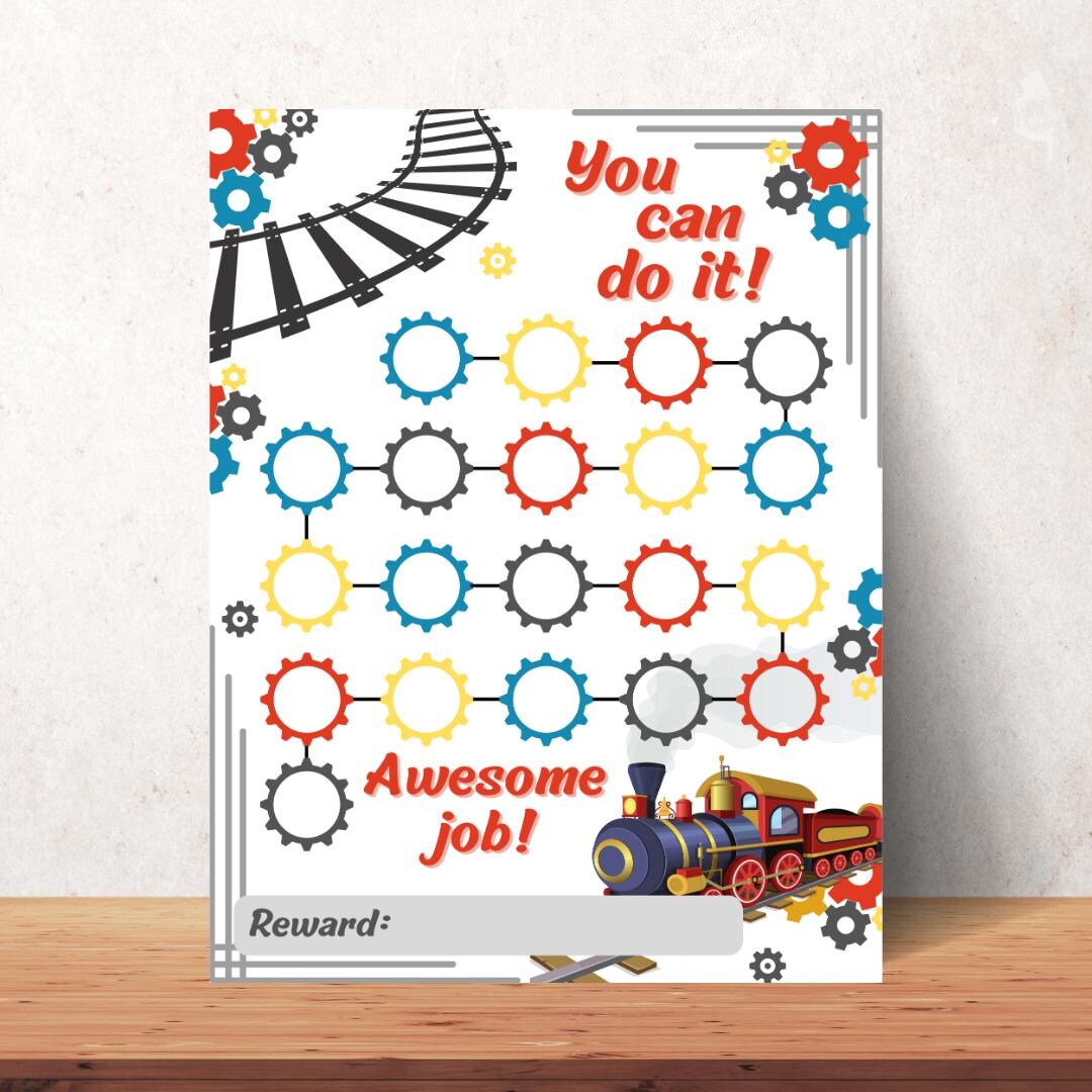 Train Printable Reward Chart for Behavior Kid Reading Chore Chart ...