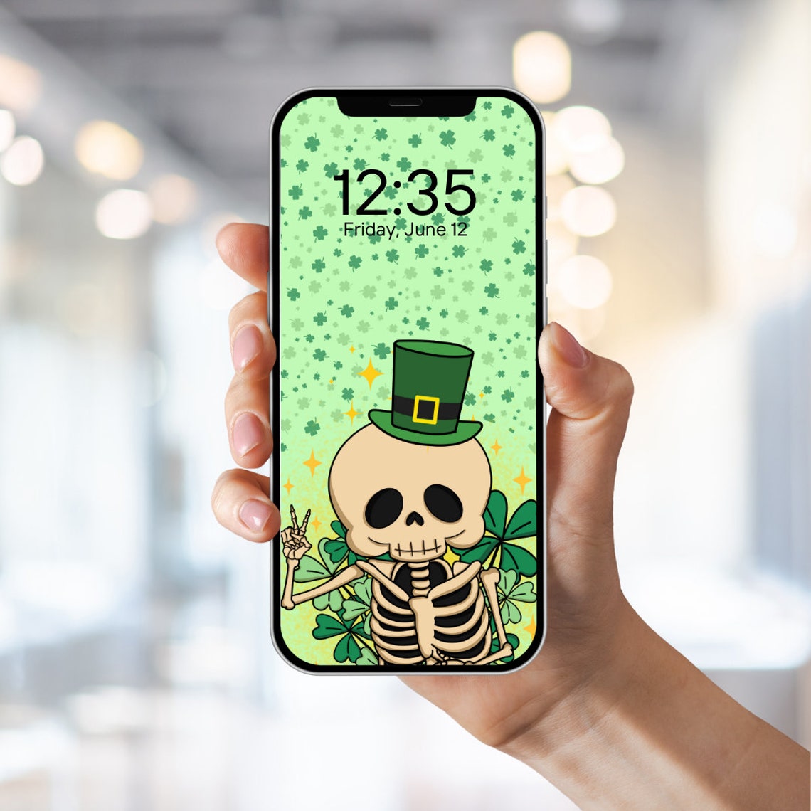 Spooky iPhone Wallpaper St. Patrick's Day Skeleton iPhone Background ...