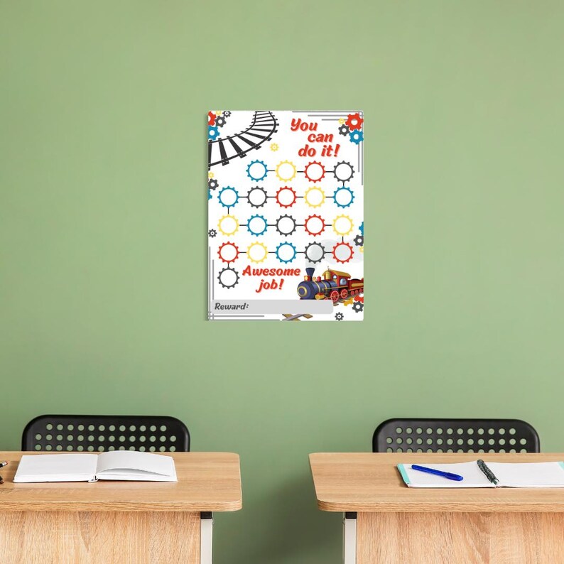 Train Printable Reward Chart for Behavior Kid Reading Chore Chart ...