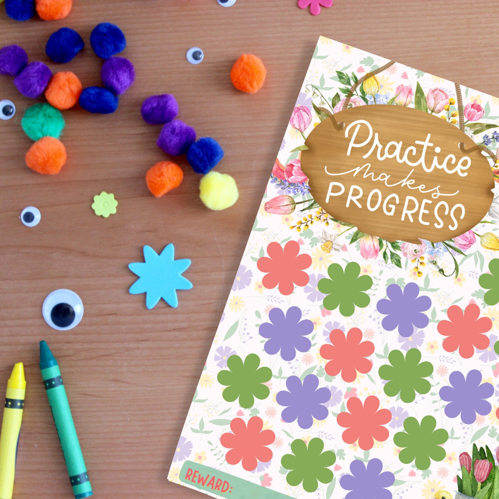 Spring Printable Reward Chart Spring Behavior Kid Flower Reading Chore ...