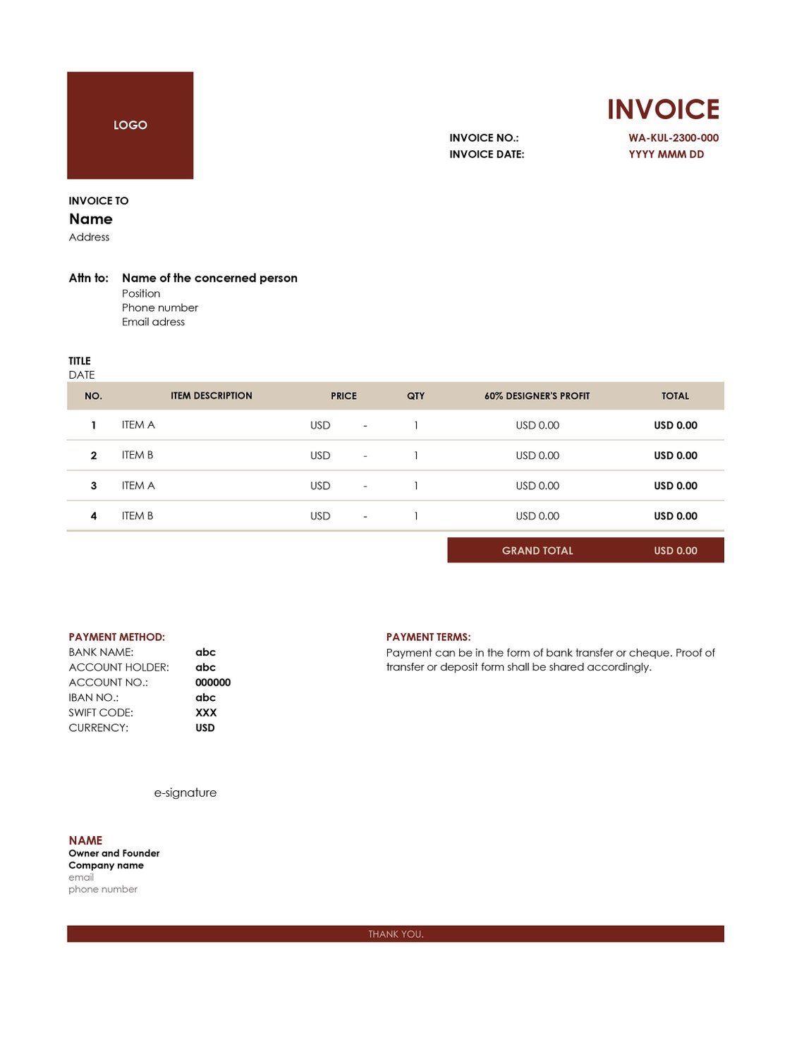 INVOICE CONSIGNMENT TEMPLATE - Etsy