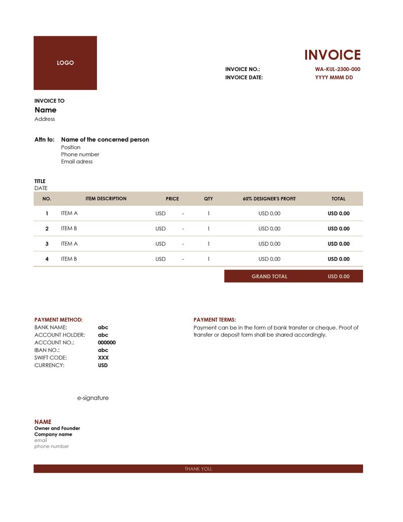 INVOICE CONSIGNMENT TEMPLATE - Etsy