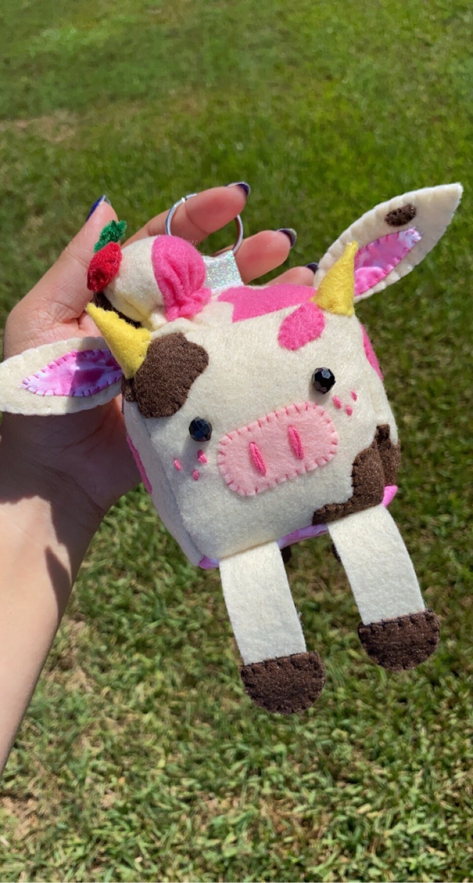 Neapolitan Ice Cream Cute Cow Plushie Keychain Handmade Felt Handsewn ...