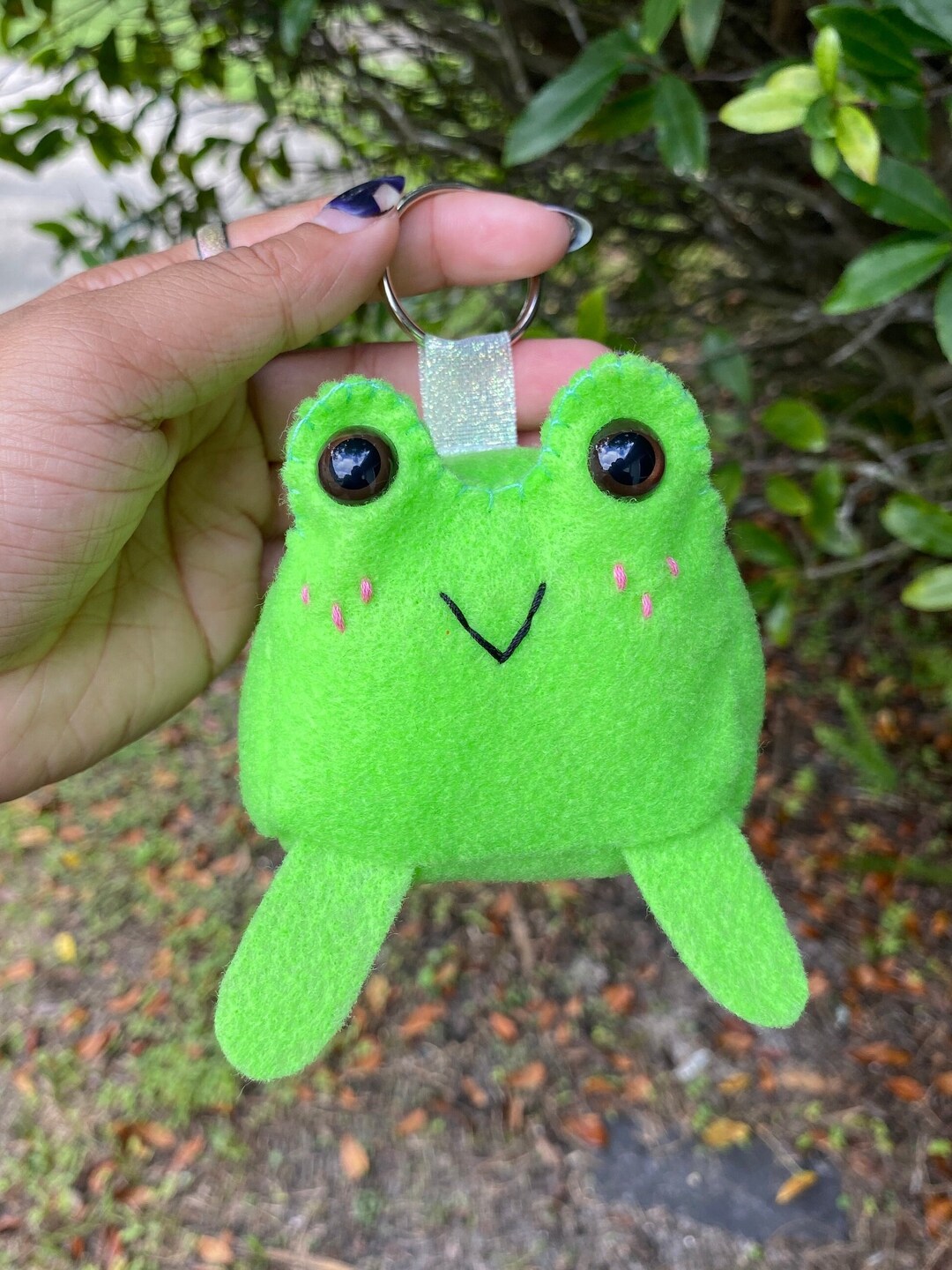 Cute Green Frog Cube Plushie Handmade Felt Keychain - Etsy