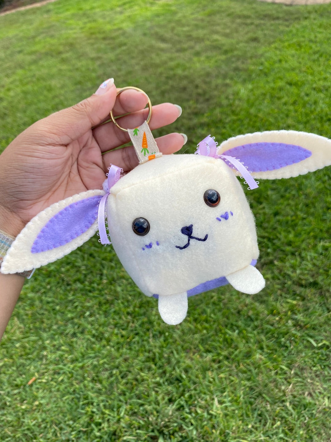 Lavender Cute Floppy Earred Bunny Rabbit Cube Plushie Handmade Felt ...