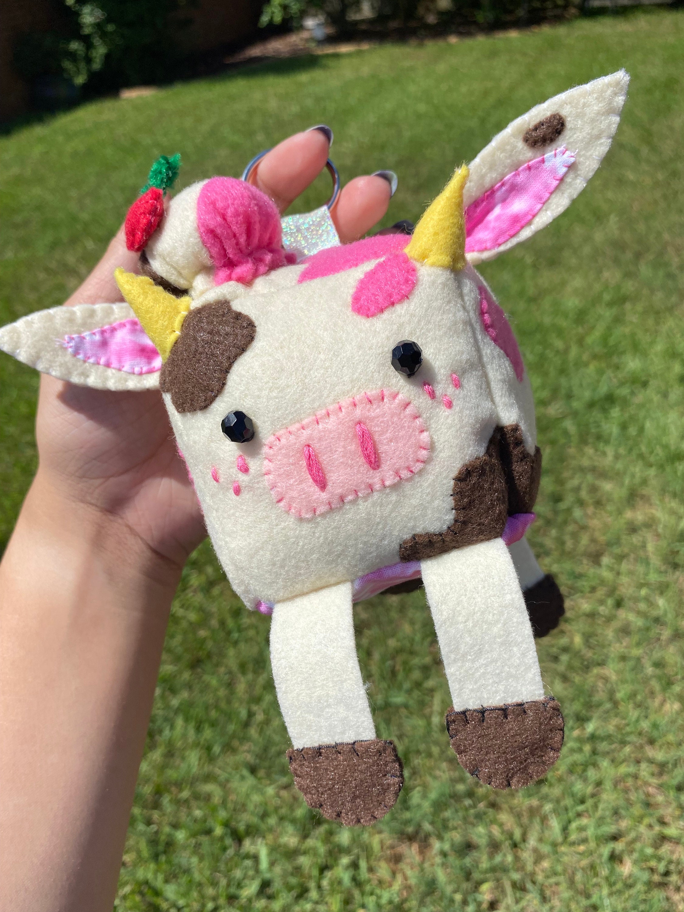 Neapolitan Ice Cream Cute Cow Plushie Keychain Handmade Felt Handsewn ...