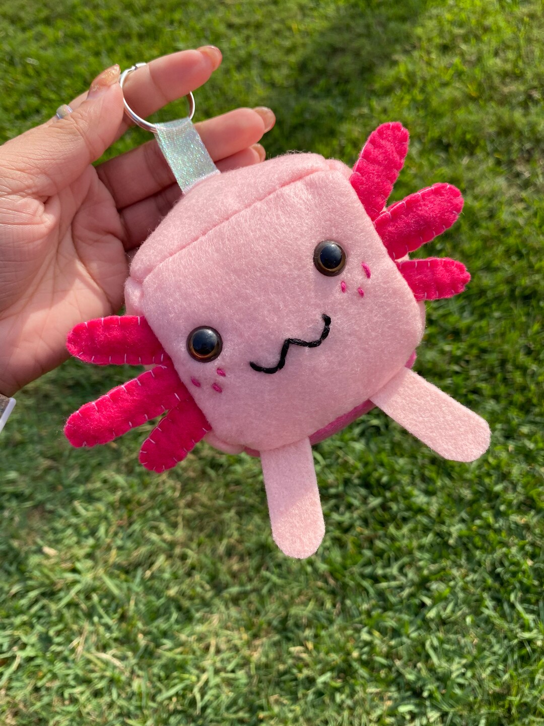 Adorable Axolotl Handmade Felt Plushie Keychain - Etsy