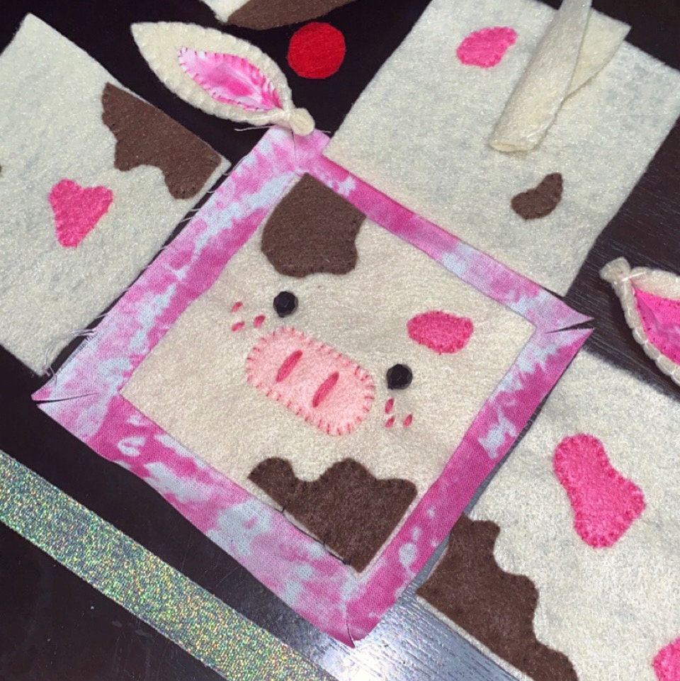 Neapolitan Ice Cream Cute Cow Plushie Keychain Handmade Felt Handsewn ...