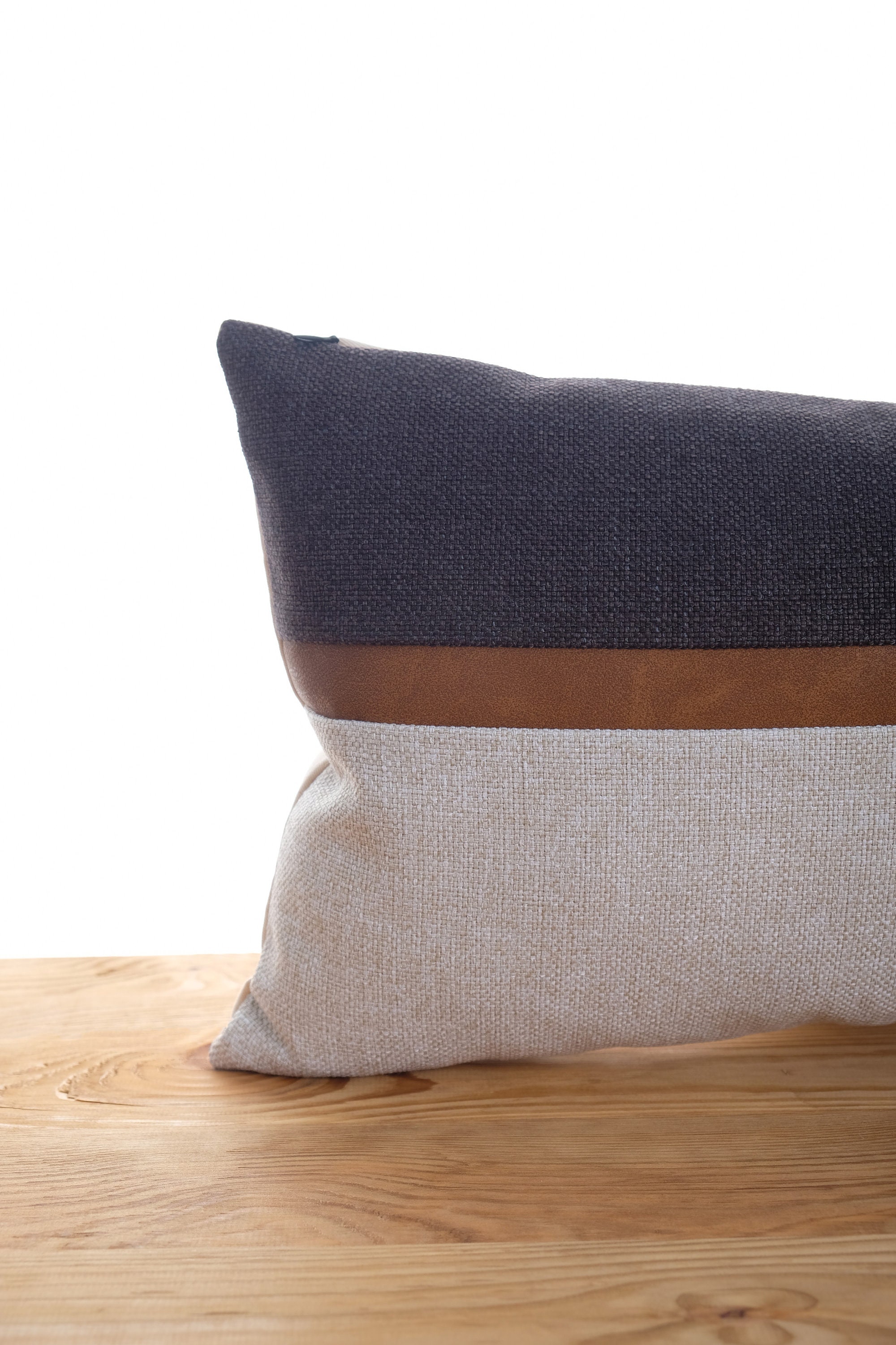 Faux Leather Color Block Lumbar Throw Pillows Covers - Etsy
