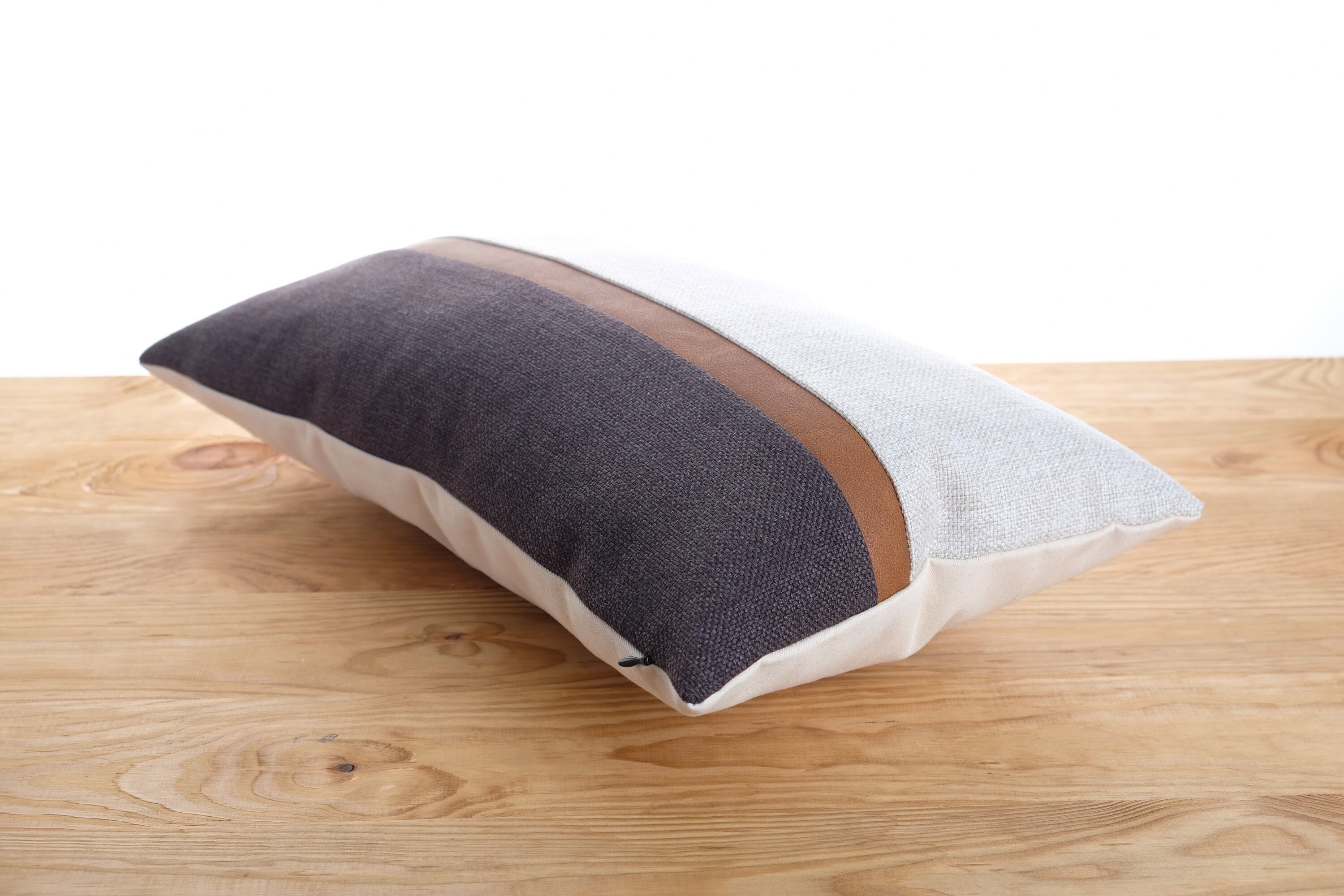 Faux Leather Color Block Lumbar Throw Pillows Covers - Etsy