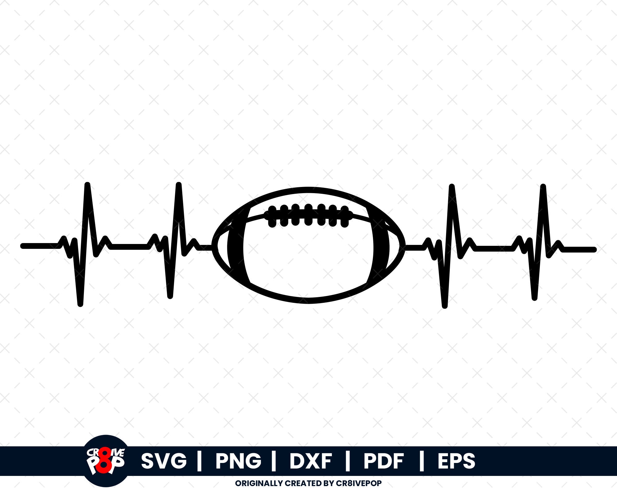 Heartbeat Rate Football Outline SVG | Png,dxf,pdf,eps, Cricut Heart ...