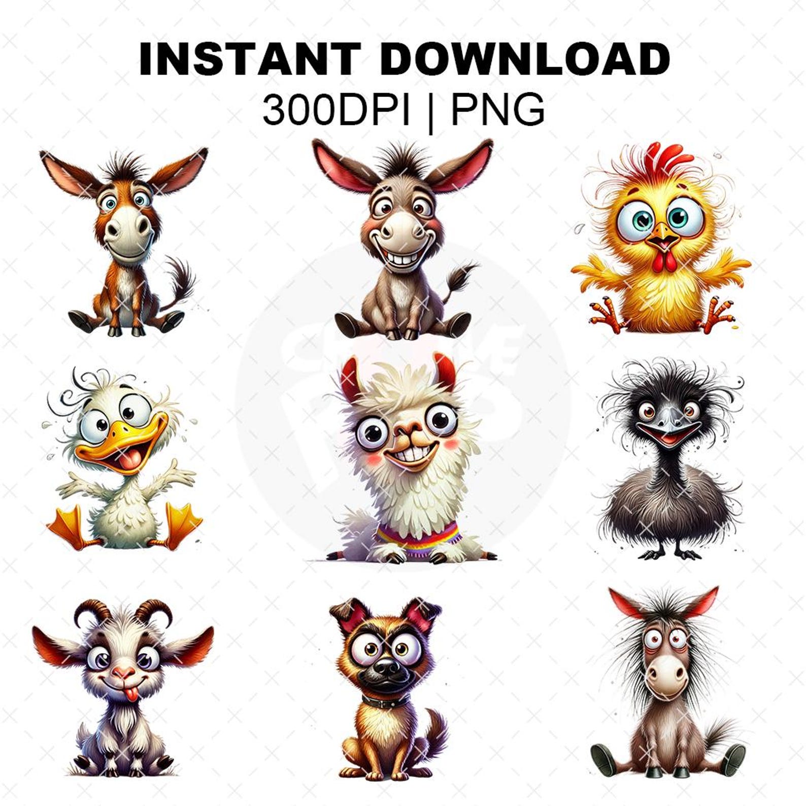 Funny Farm Animal Clipart, Cute Farm Animal PNG Download, Cartoon Farm ...