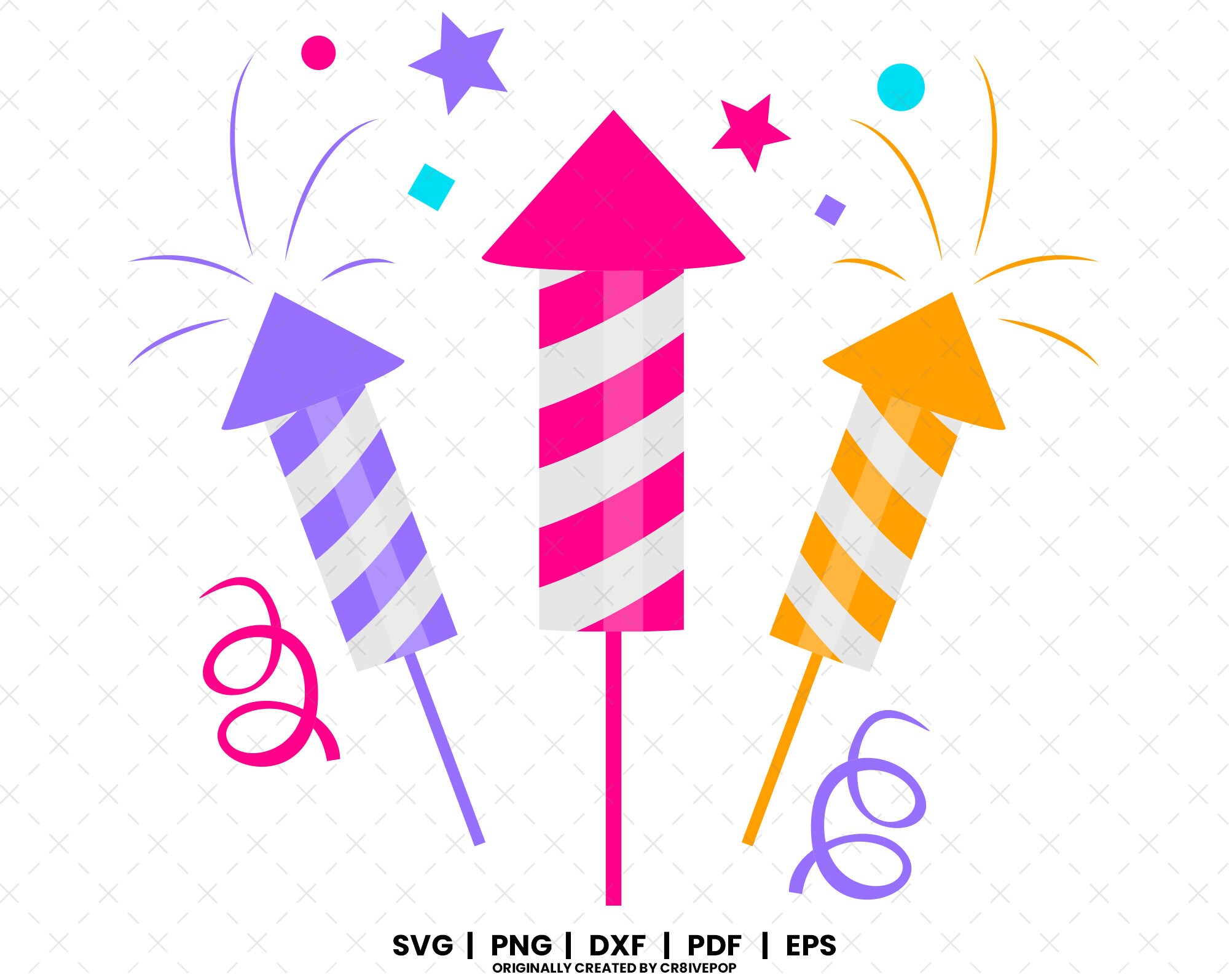 Firecracker SVG Bundle Black and White Png,dxf,pdf,eps, Cricut and ...
