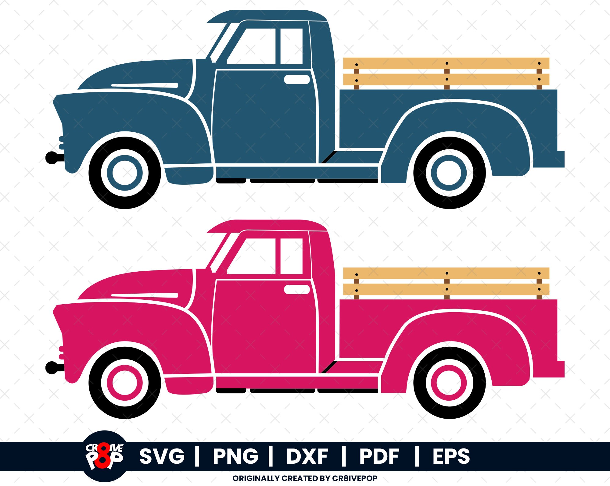 Boy Girl Vintage Farm Truck SVG | PNG, DFX, Eps, Pdf Cut Outs and ...