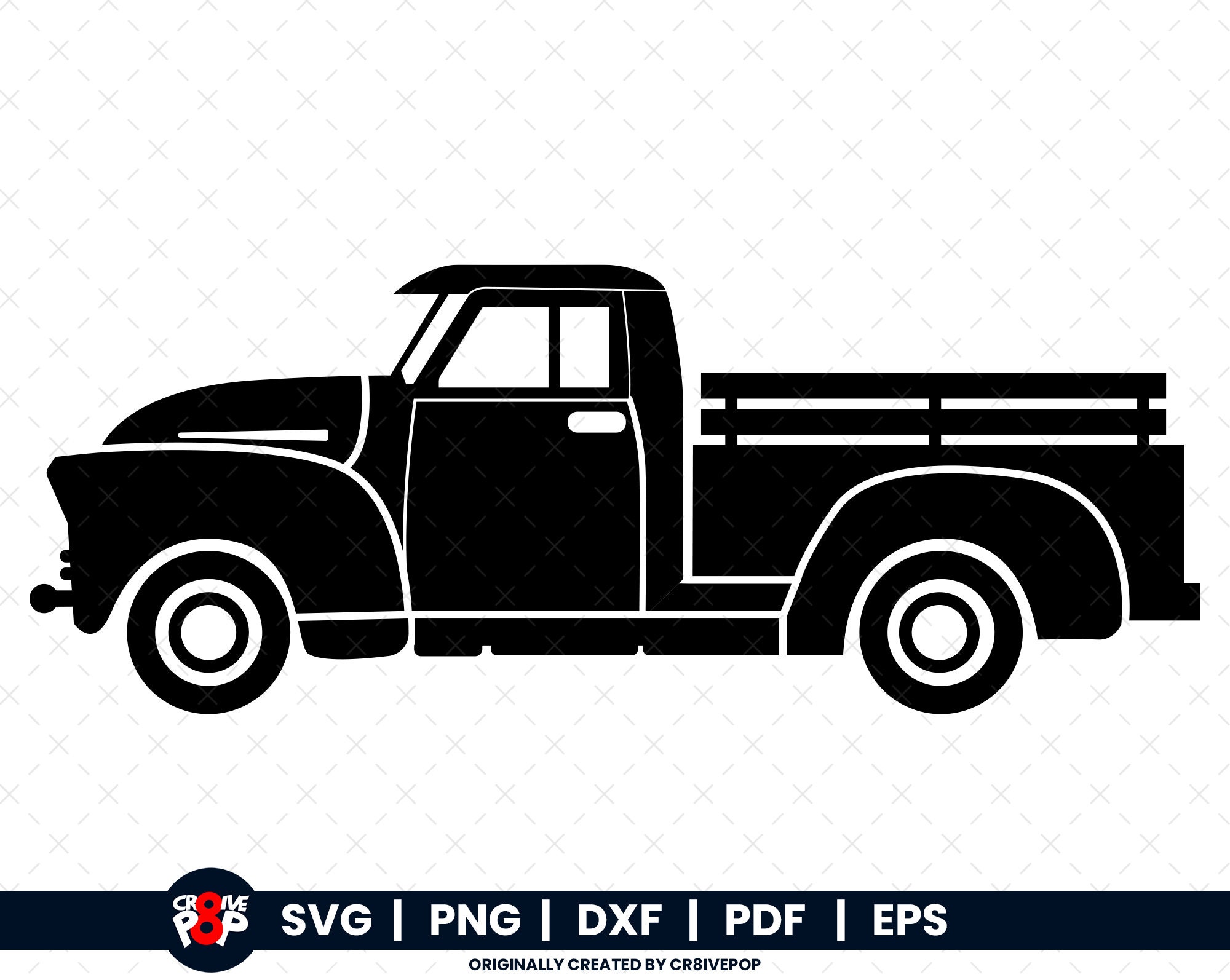 Vintage Farm Truck Silhouette SVG | PNG, DFX, Eps, Pdf Cut Outs and ...