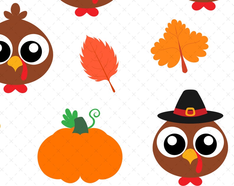 Baby Turkey Bundle 10 Items SVG Flat Design Thanksgiving Turkey, Cute ...