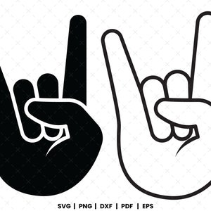 Rock on Hand Svg, Rock Hand SVG, Rock and Roll Svg, Rock Svg, Rock on ...