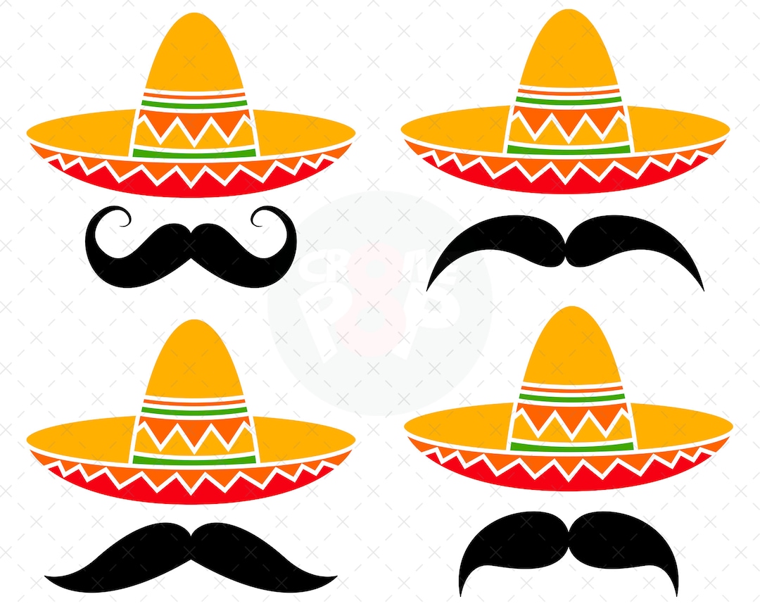 Sombrero and Mustache Svg, Mexican Hat Svg, Cinco De Mayo Svg, Mustache ...