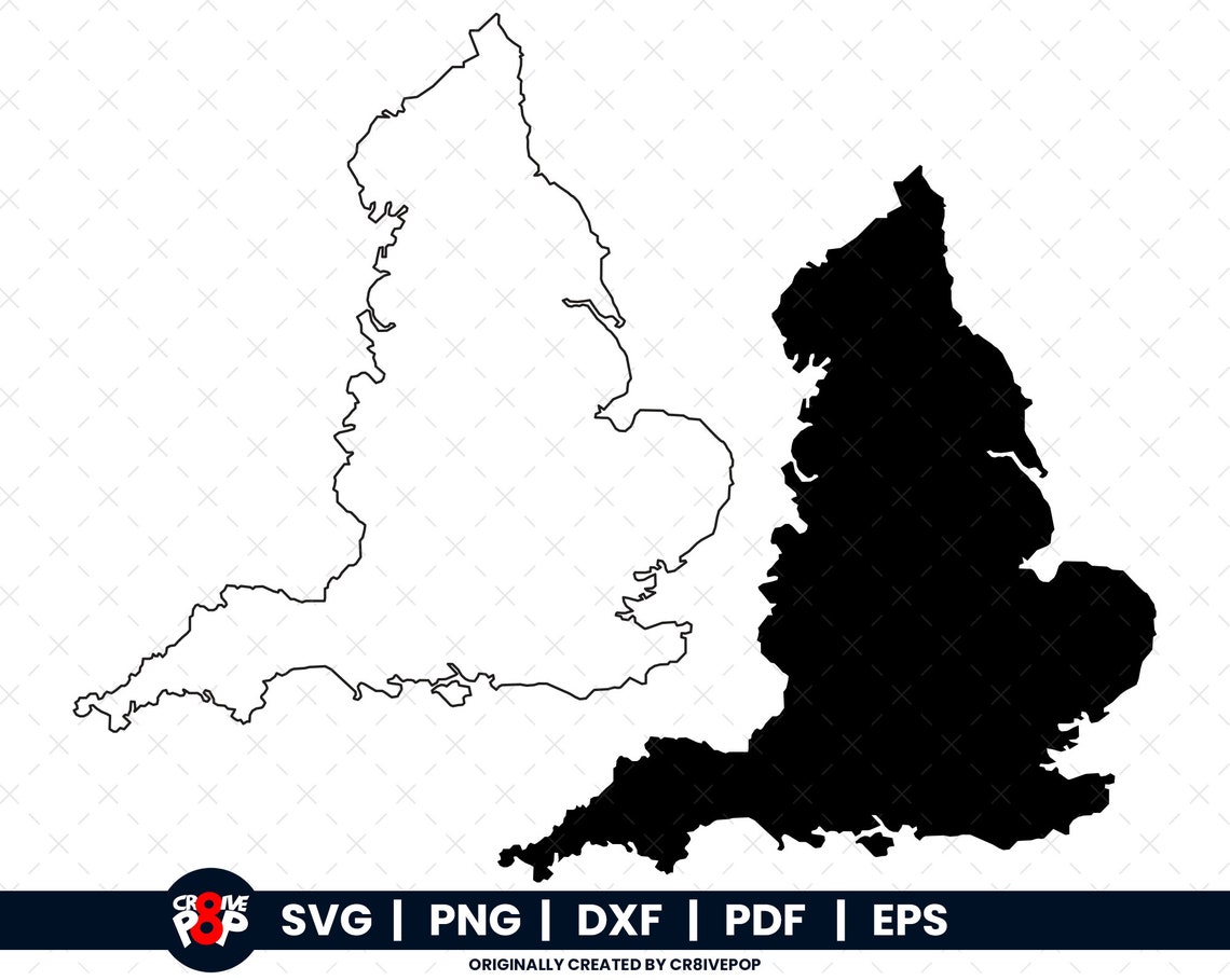 England Map SVG | Png,dxf,pdf,eps, Cricut and Clipart England Map ...