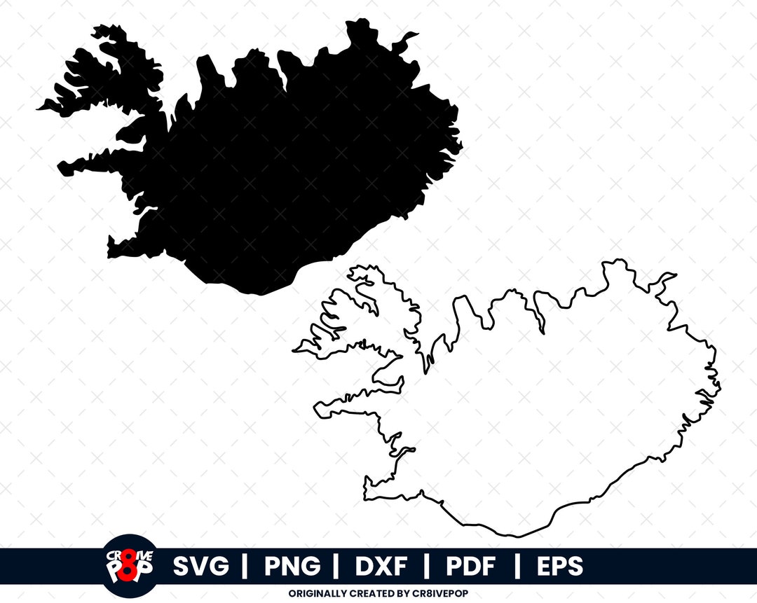 Iceland Map SVG | Png,dxf,pdf,eps, Cricut and Clipart Iceland Cricut ...