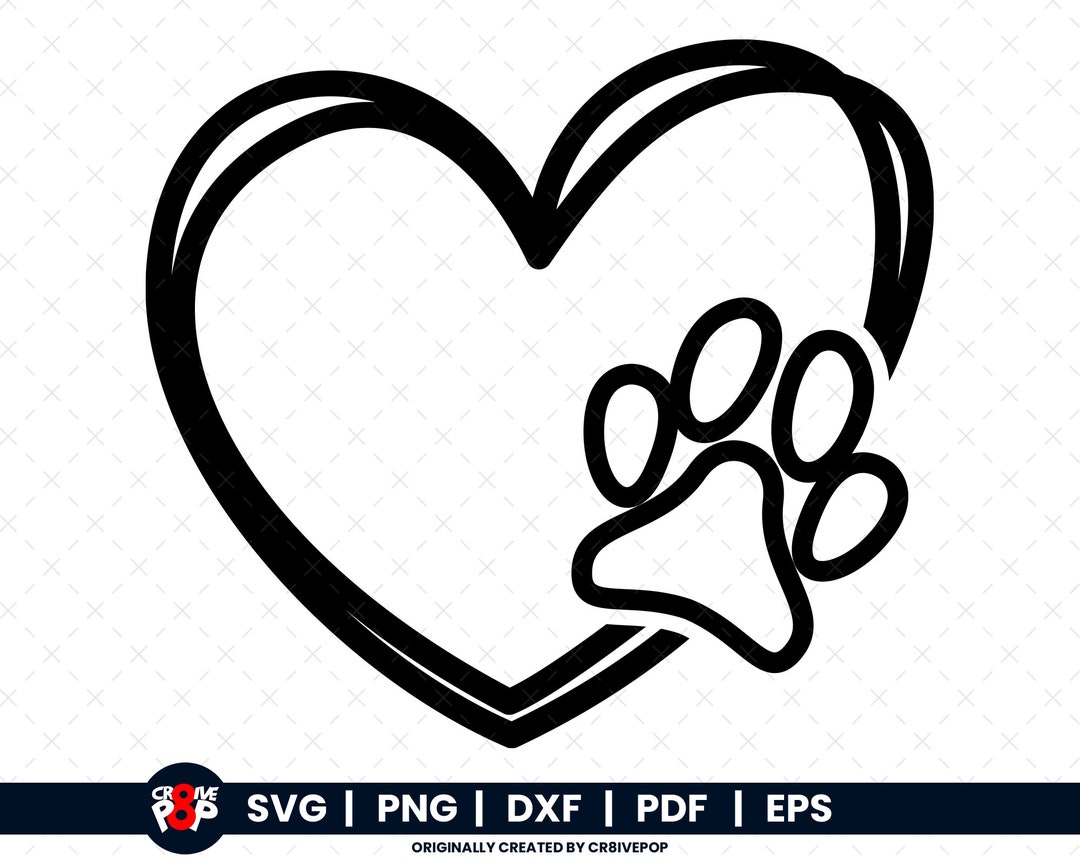 Pet Love Dog Cat Paw SVG | Png,dxf,pdf,eps, Color Cut Outs Pet Love Paw ...