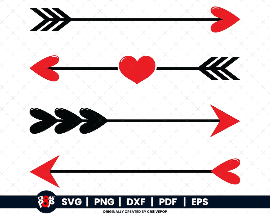 Valentines Arrow SVG | PNG, DFX, Eps, Pdf Cut Outs and Clipart ...