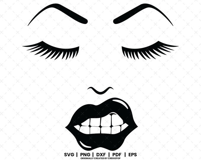 Women Face Svg Png Woman Svg Lady Lips Svg Women in Glasses Lashes Svg ...