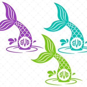 Mermaid Tail Monogram, Mermaid Tail Svg, Mermaid Monogram Svg, Mermaid ...