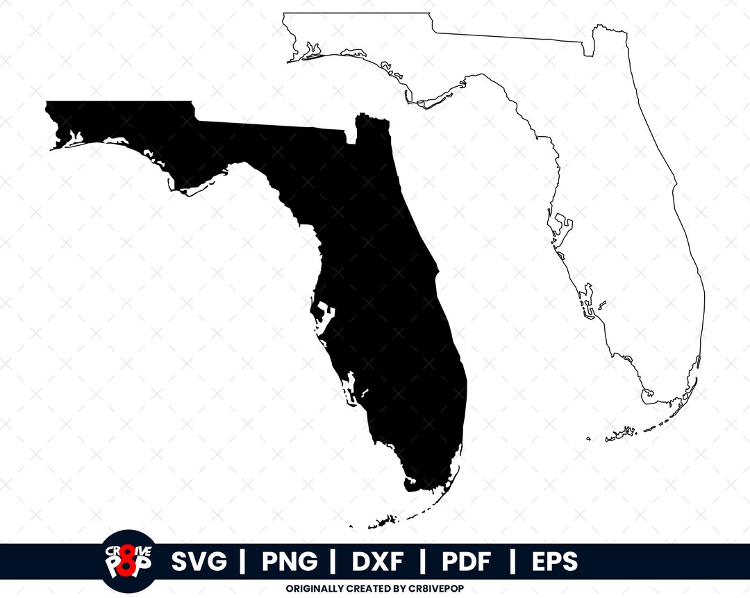Florida Map Silhouette Svg | Png,dxf,pdf,eps, Cricut and Clipart ...