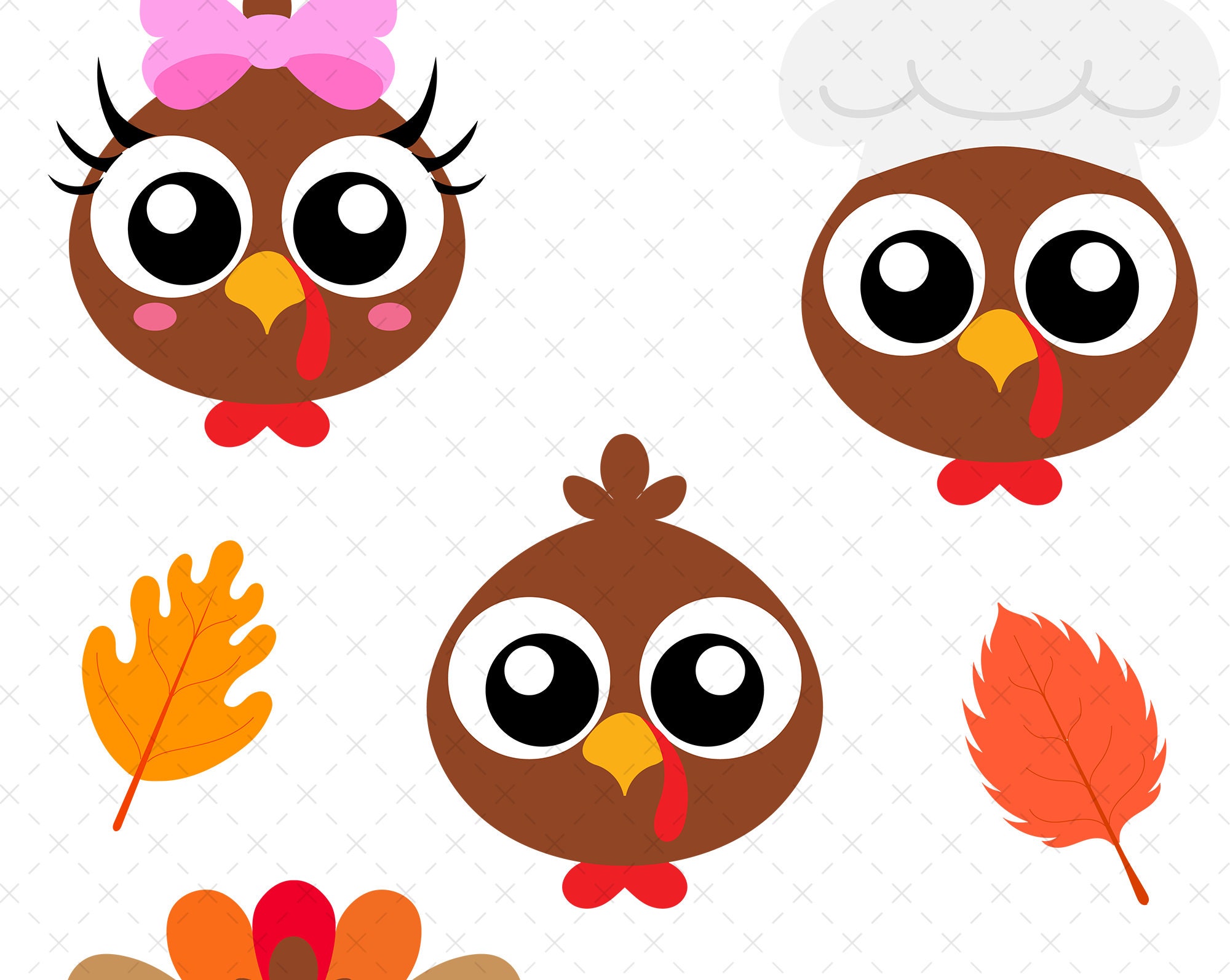Baby Turkey Bundle 10 Items SVG Flat Design Thanksgiving Turkey, Cute ...