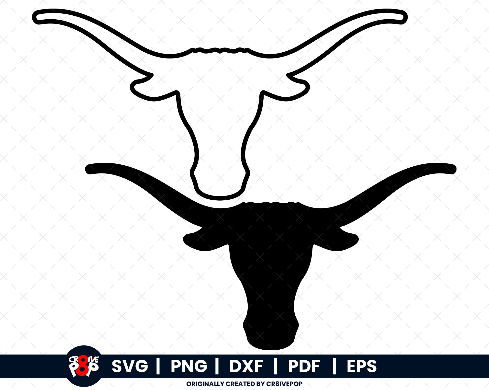 Texas Long Horn SVG | Png,dxf,pdf,eps, Cricut and Clipart Texas Long ...