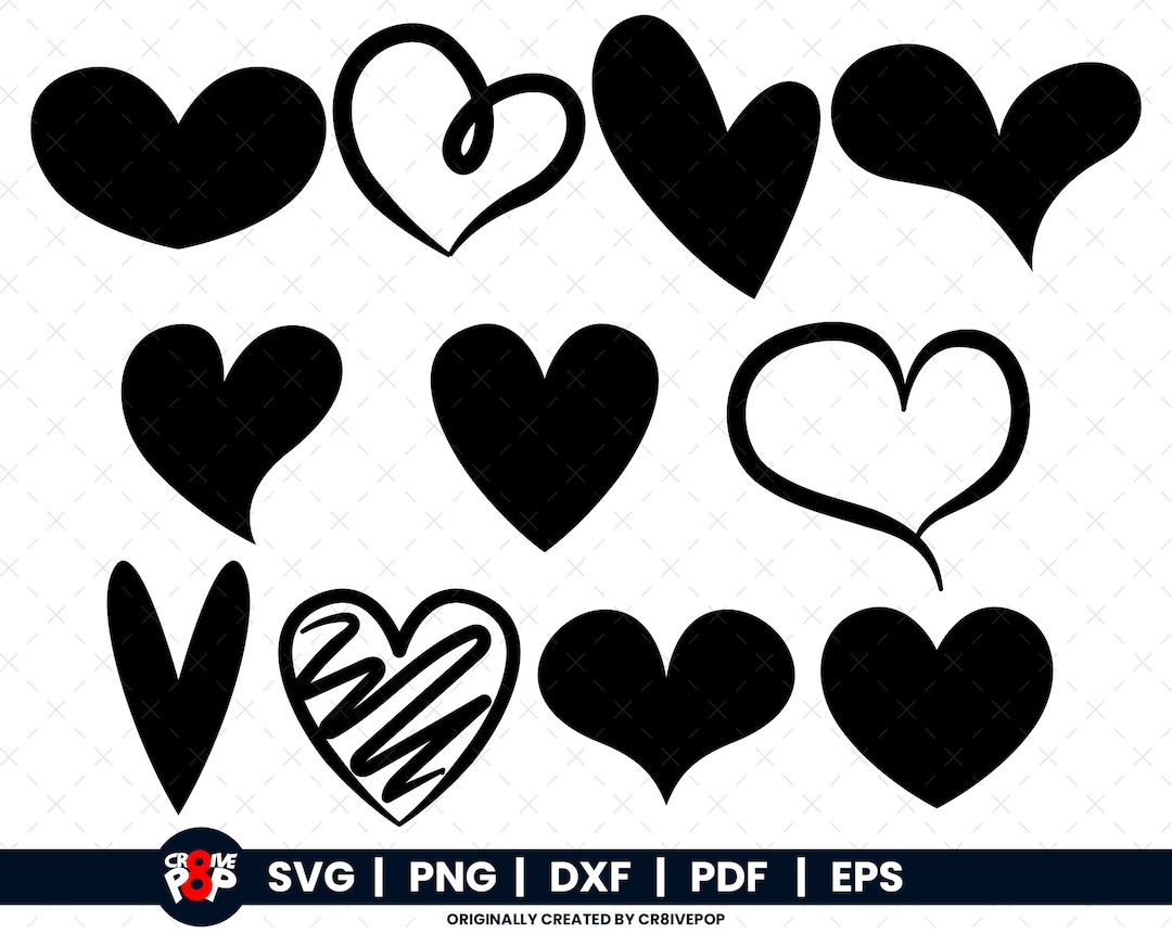 Heart Svg Bundle Heart Love SVG Doodle Heart Svg Hand Drawn Heart Svg ...