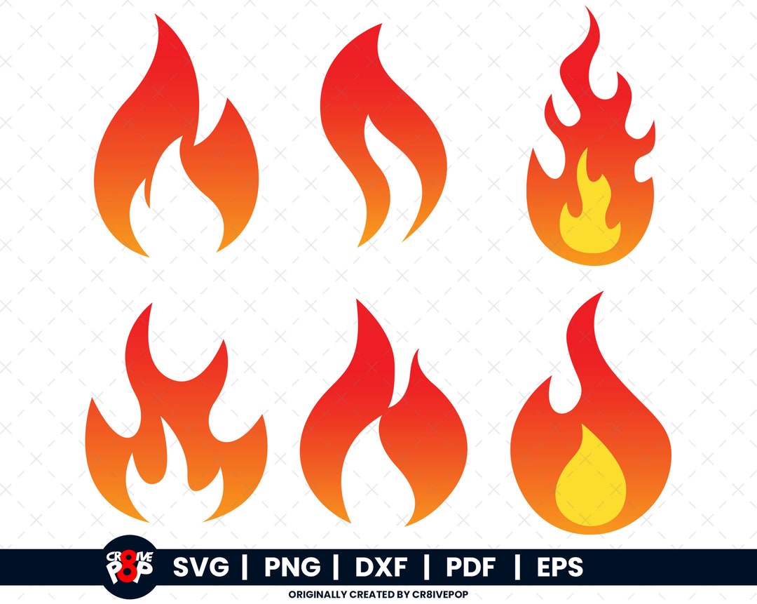 Fire SVG | Png,dxf,pdf,eps, Outline Cut Outs Fire Bundle Clipart Cricut ...