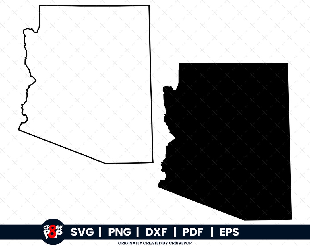 Arizona Map Outline Silhouette Svg Png,dxf,pdf,eps, Cricut Arizona Map ...