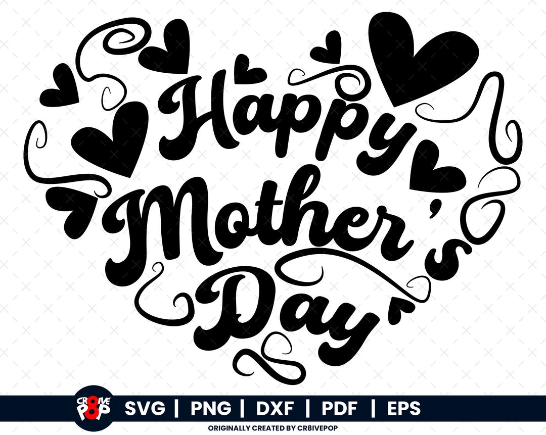 Happy Mother's Day Silhouette SVG | PNG, DFX, Eps, Pdf Cut Outs Happy ...