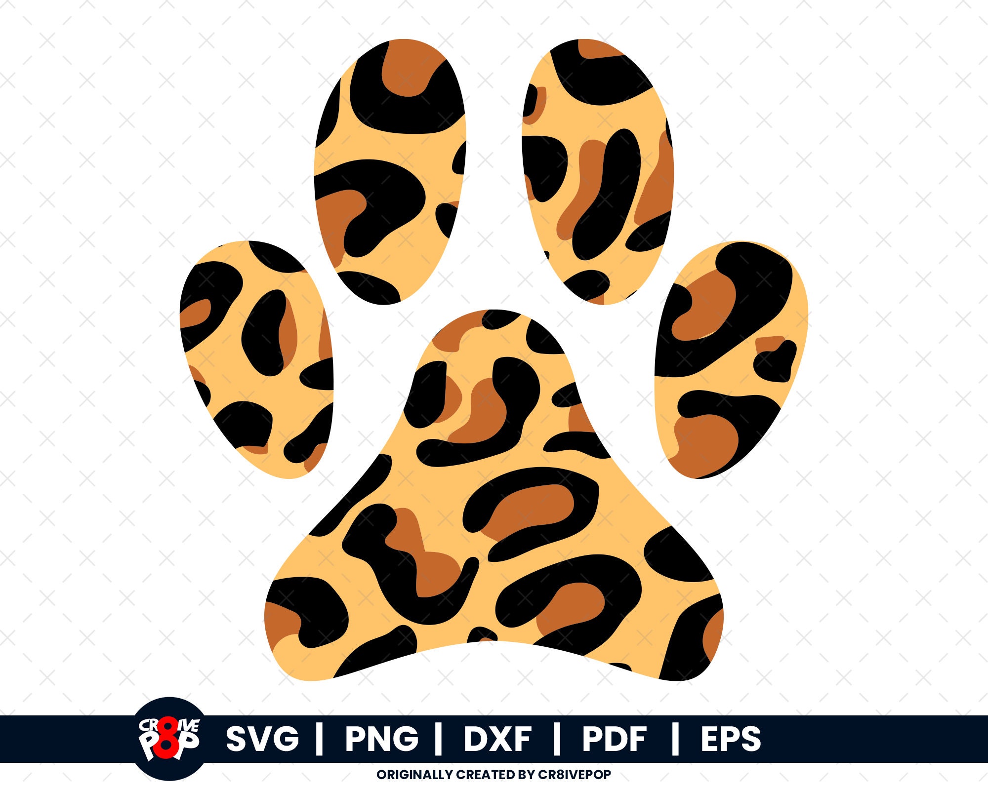 Leopard Print Paw SVG Png,dxf,pdf,eps, Color Cut Outs Leopard Print Paw ...