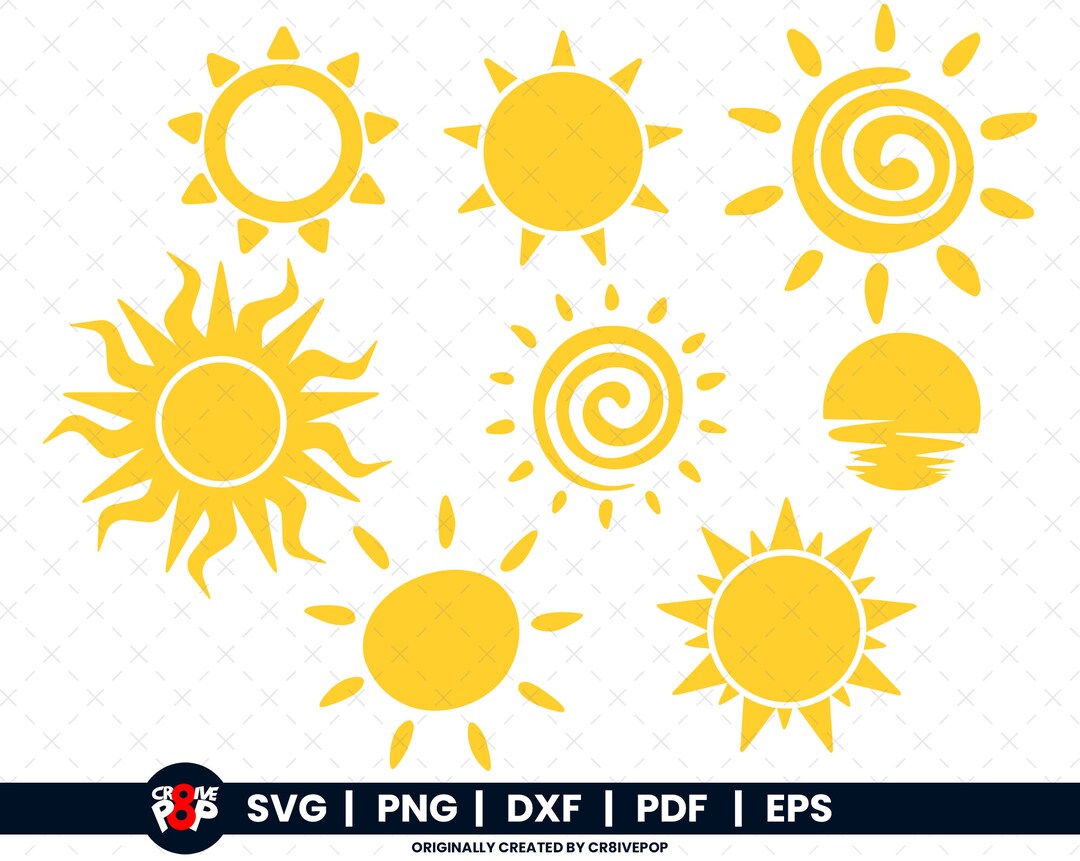 Sun Svg, Summer Svg, Sun Png, Sun Clipart, Beach Svg, Svg Files for ...