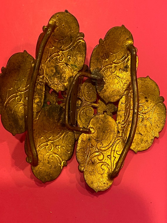 Victorian enamel belt buckle - Gem