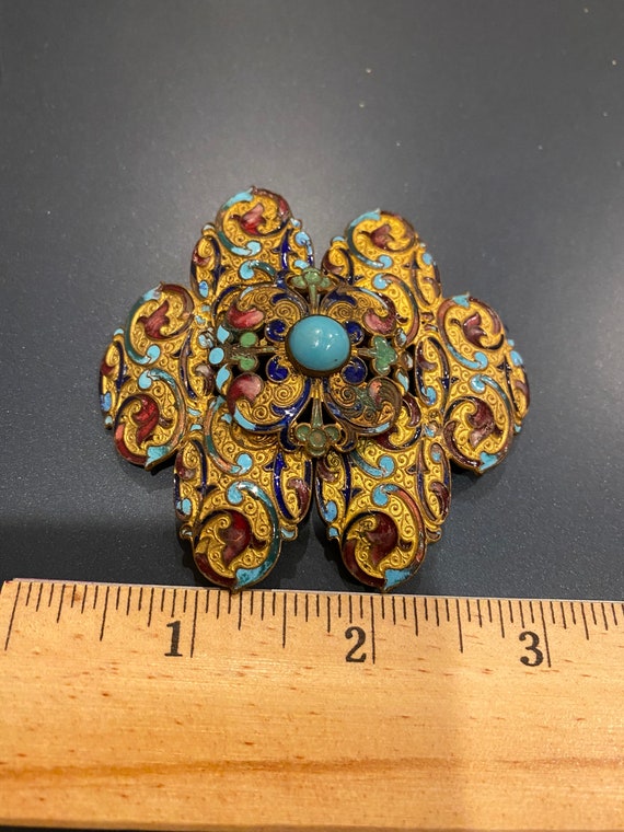 Victorian enamel belt buckle - Gem
