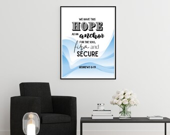 Printable Christian Art Hebrews 6:19 // Hope as an Anchor // - Etsy