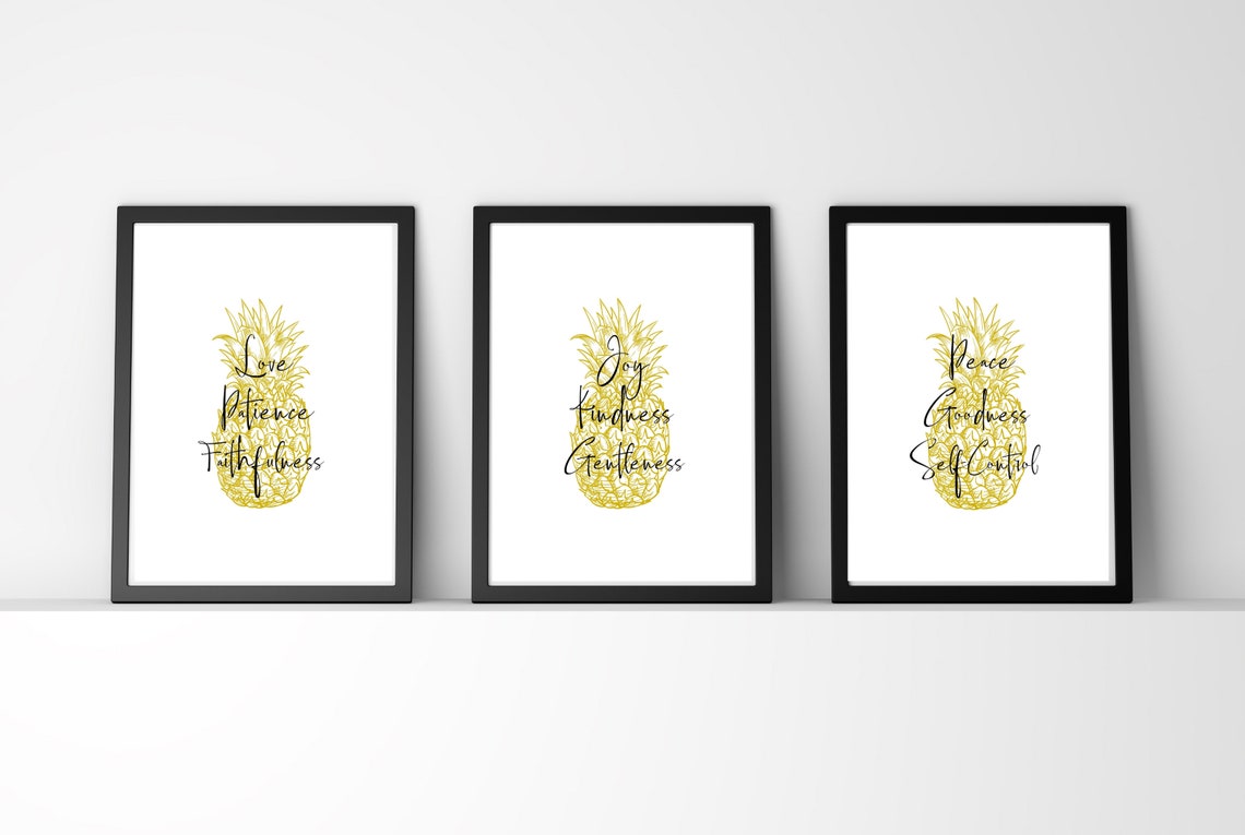 Fruit of the Spirit Pineapple Printable Christian Wall Art, Set of ...